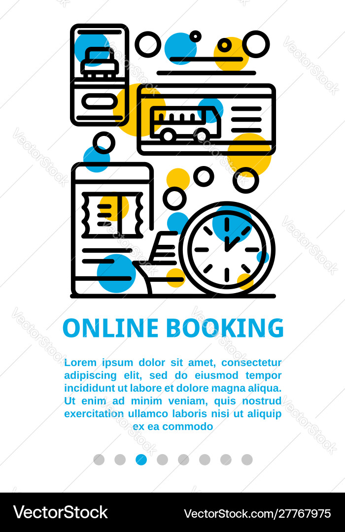 Online booking banner outline style Royalty Free Vector