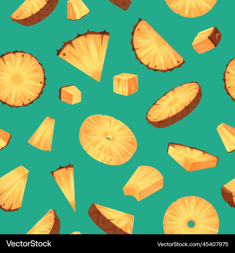 Pineapple pattern sliced food in cartoon style Vector Image