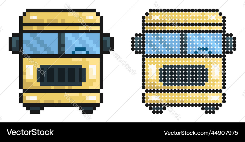 Pixel icon american school bus transport for Vector Image