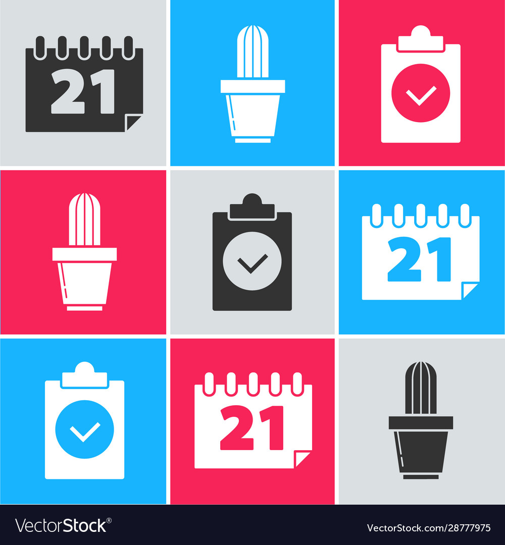 Set calendar cactus and succulent in pot Vector Image