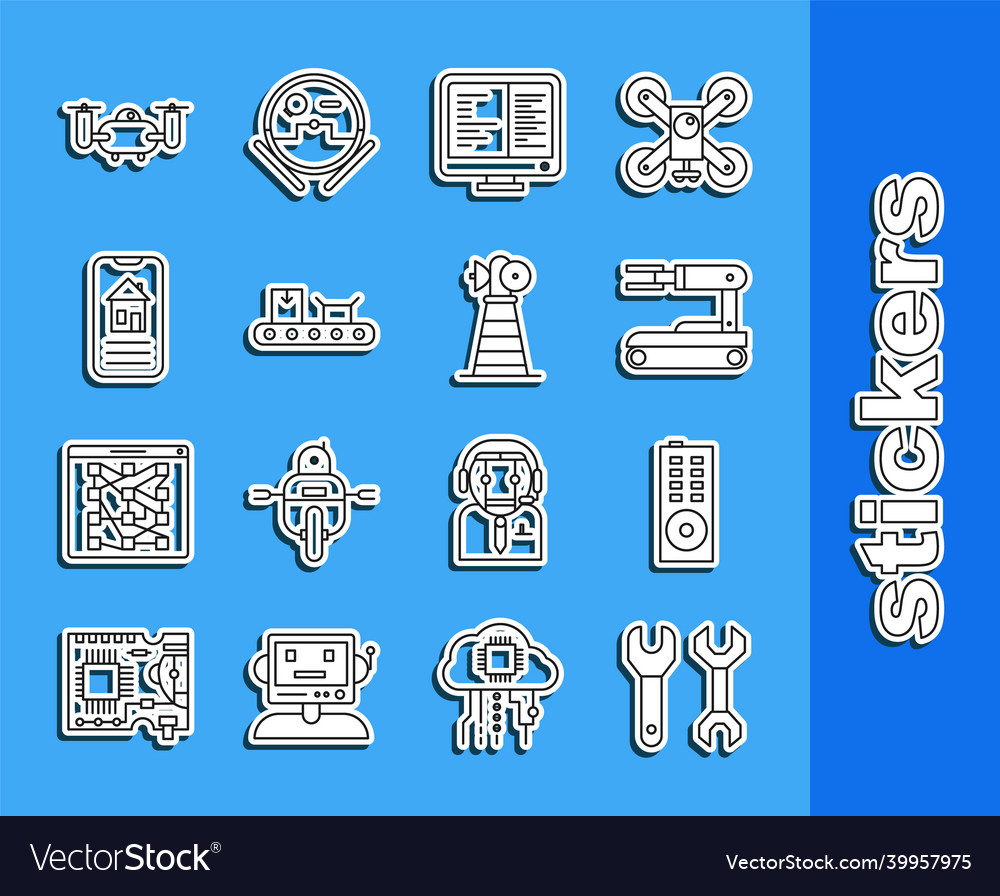 Set line spanner remote control robot computer Vector Image Set line spanner remote control robot computer Vector Image