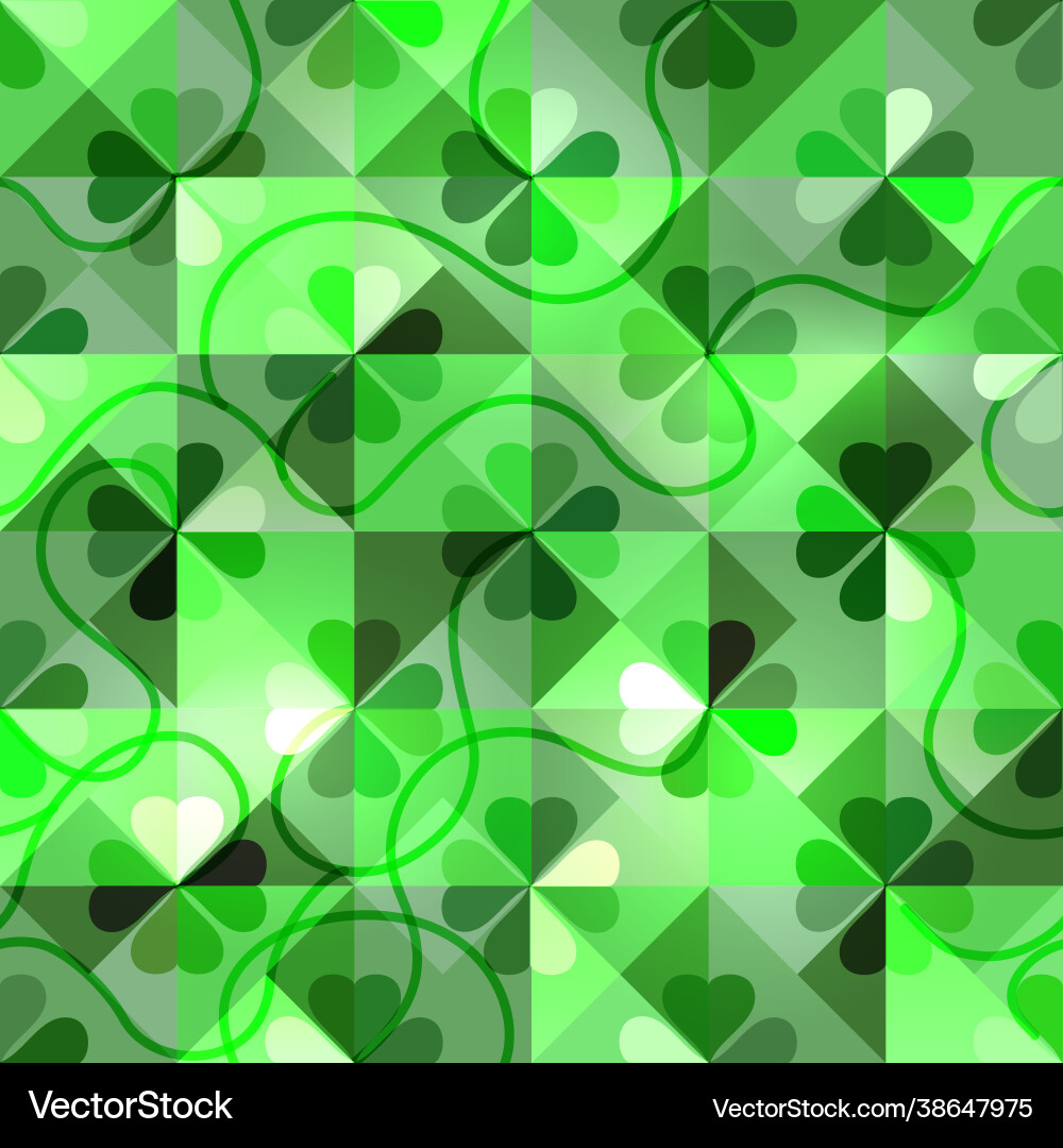 Shamrock geometric pattern green emerald clover Vector Image