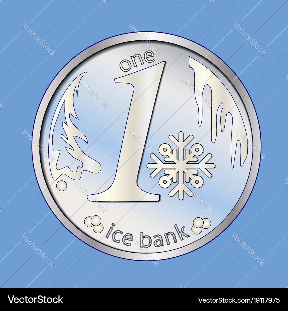 Shiny silver round coin with snowflake winter Vector Image