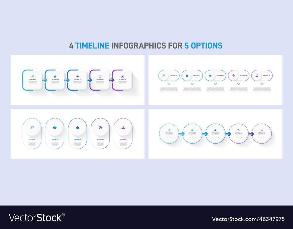Timeline infographic set with infochart modern Vector Image