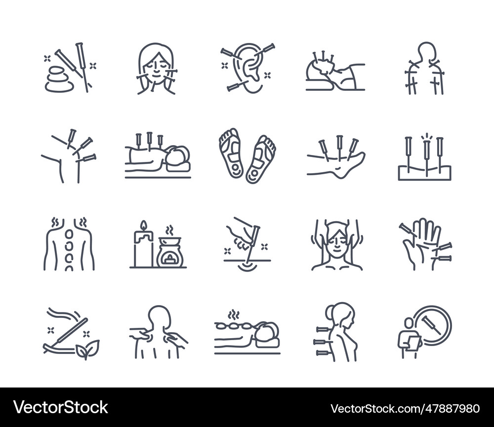 Acupuncture Icon Set - Wellness Royalty Free Vector Image