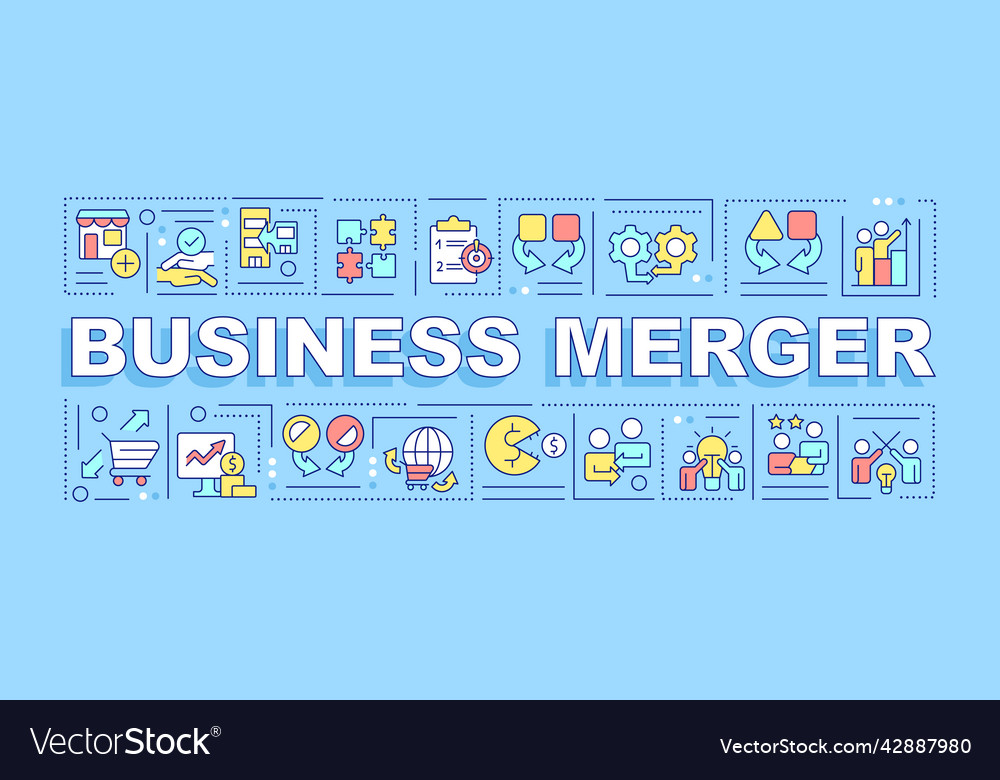 Business merger word concepts blue banner Vector Image