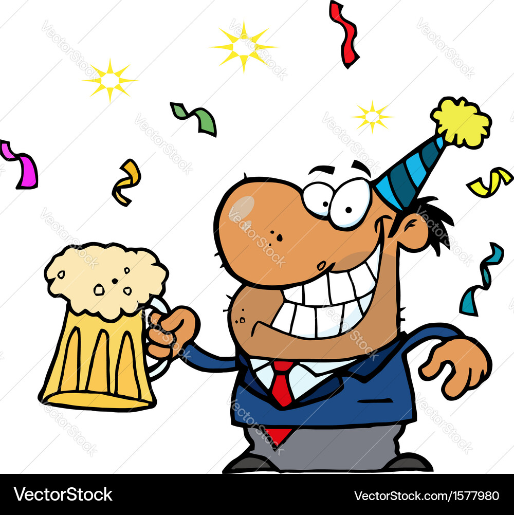 Businessman celebrating cartoon Royalty Free Vector Image