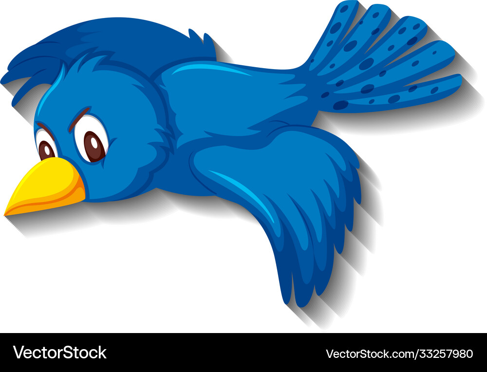 Cute blue bird cartoon character Royalty Free Vector Image