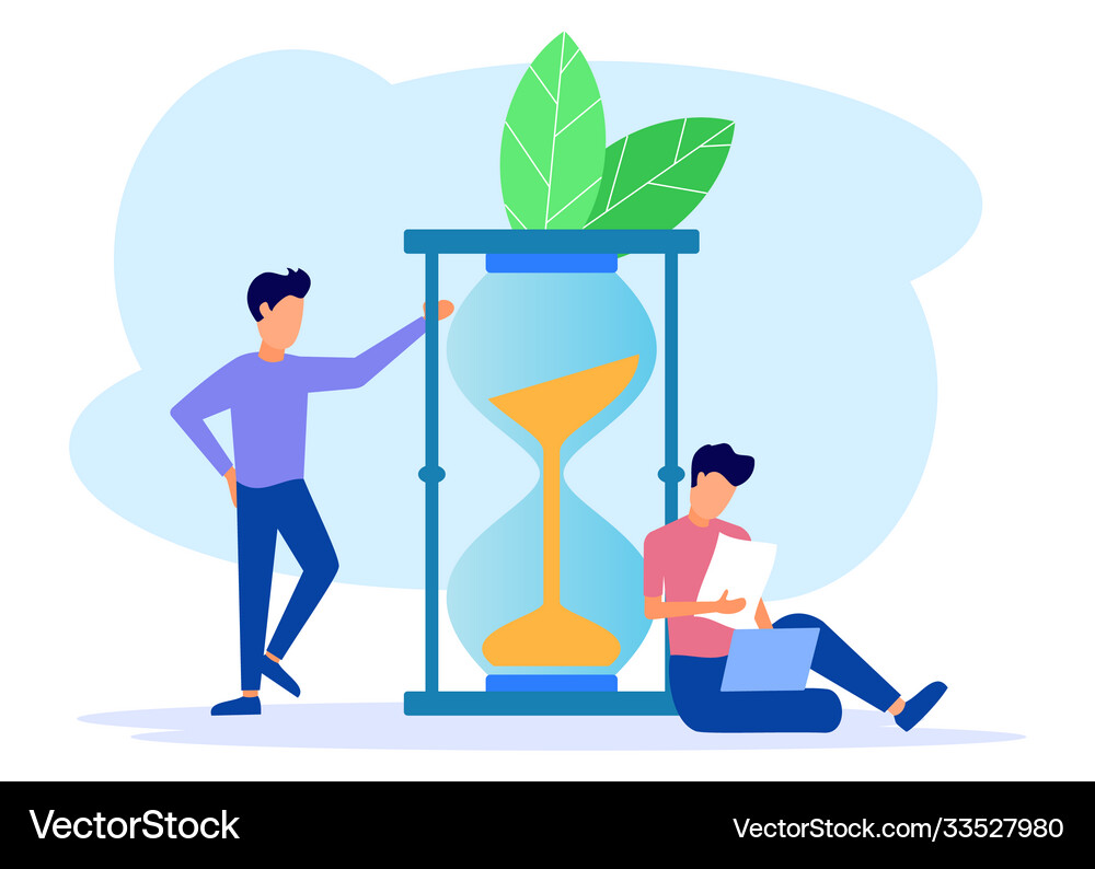 Graphic cartoon character time management Vector Image