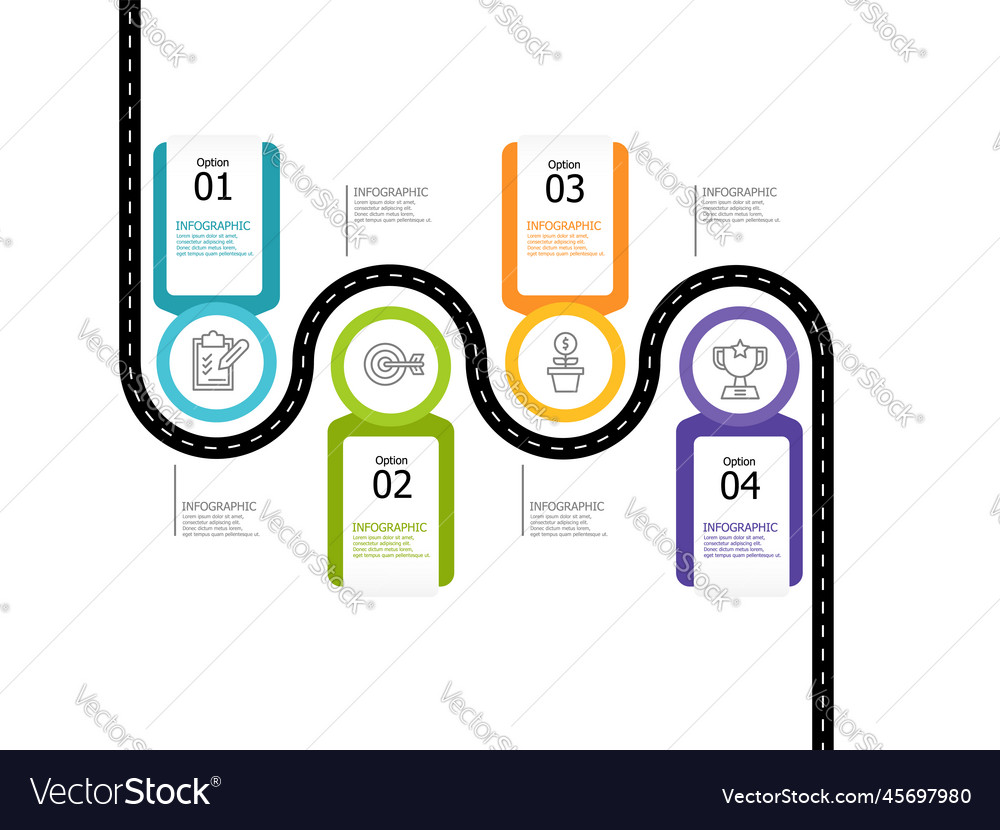 Horizontal timeline infographic element Royalty Free Vector