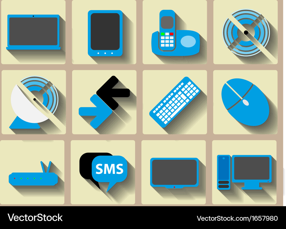 Icons home tech and wireless set Royalty Free Vector Image