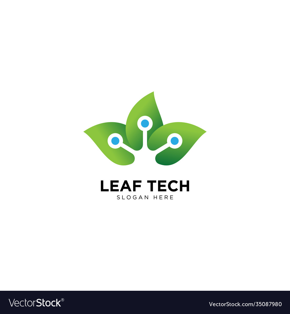 Leaf tech logo template Royalty Free Vector Image