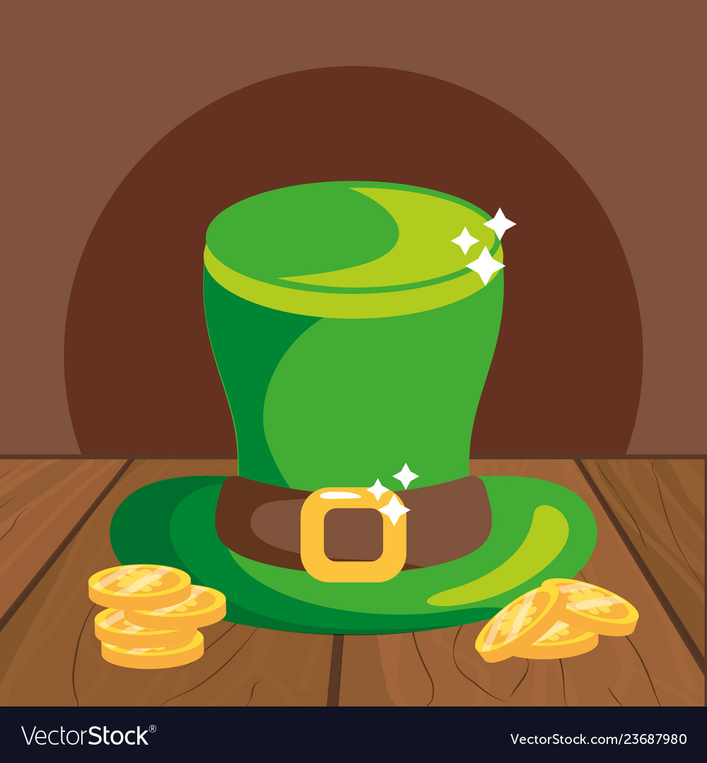 Leprechaun hat with coins Royalty Free Vector Image