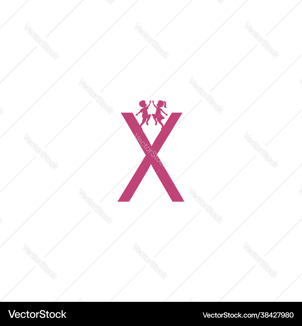Letter x and kids icon logo design Royalty Free Vector Image