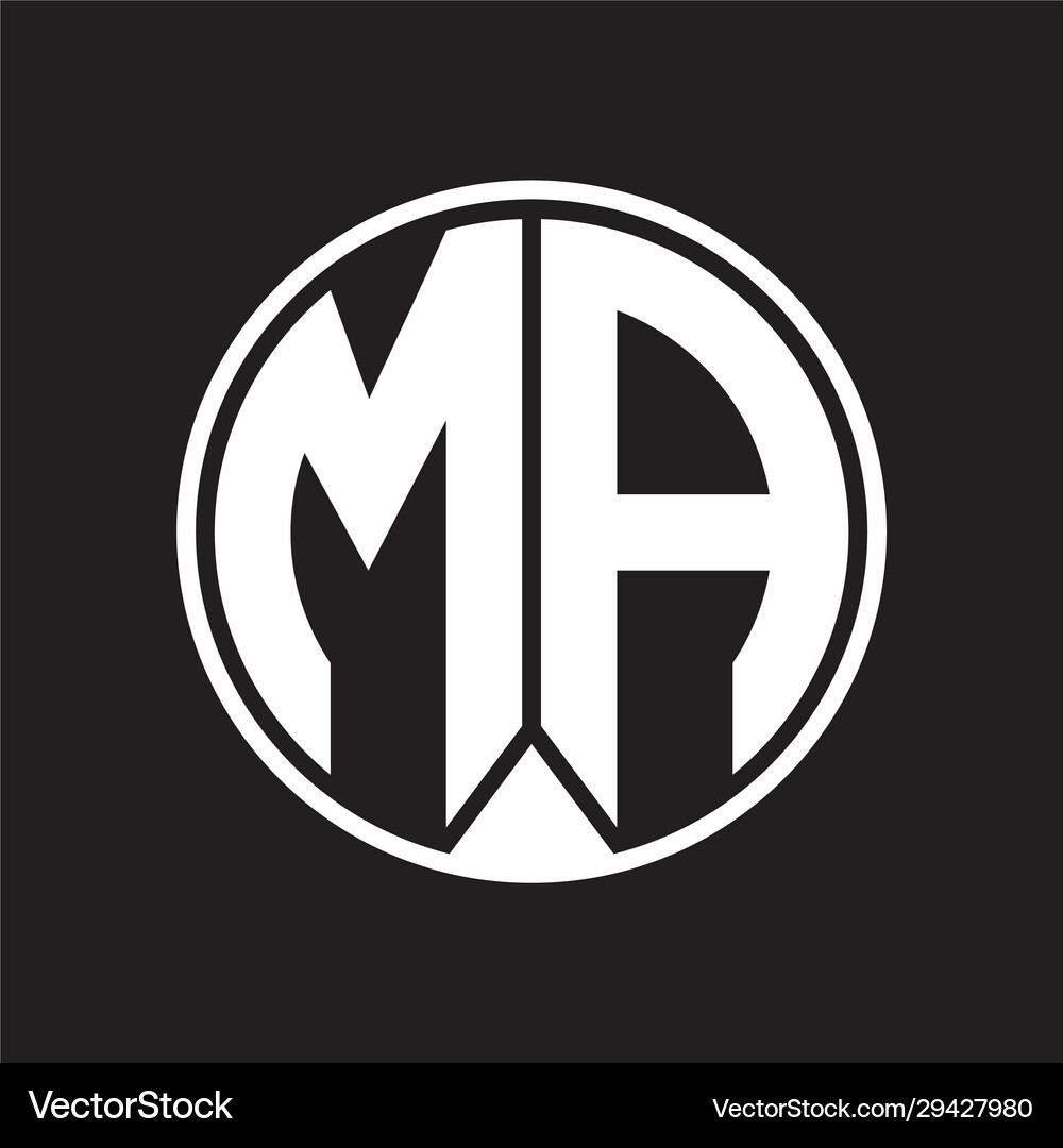 Ma logo monogram circle with piece ribbon style Vector Image