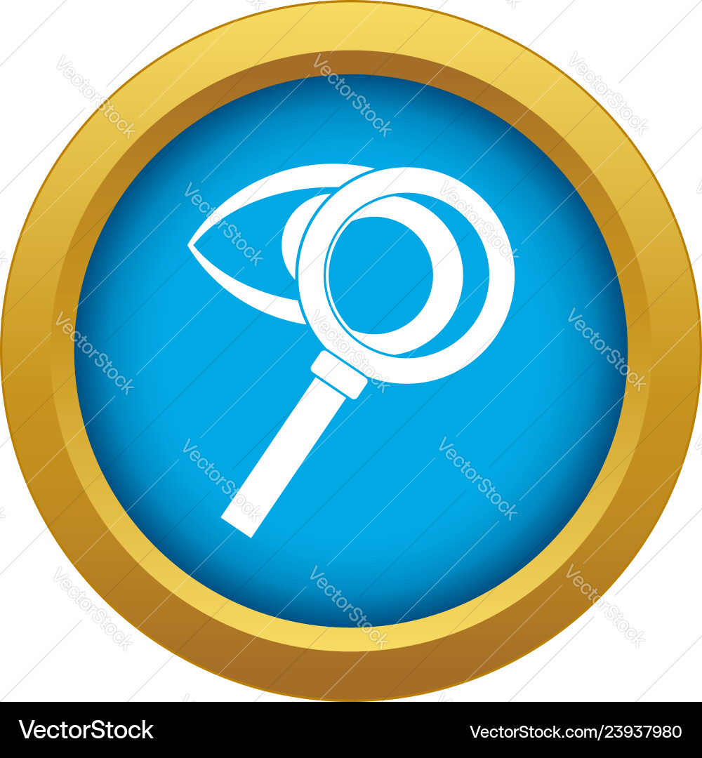 Magnifying glass with eye icon blue Royalty Free Vector