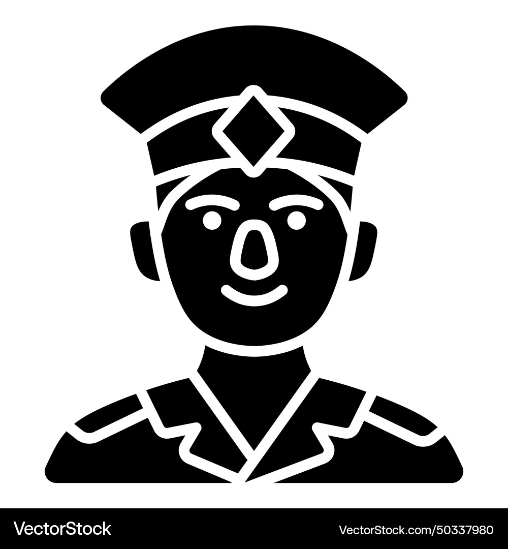 Officer face avatar flat icon isolated on white Vector Image