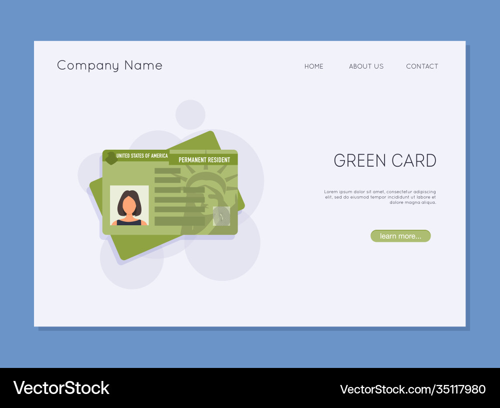 Permanent residency card isolated a green card Vector Image