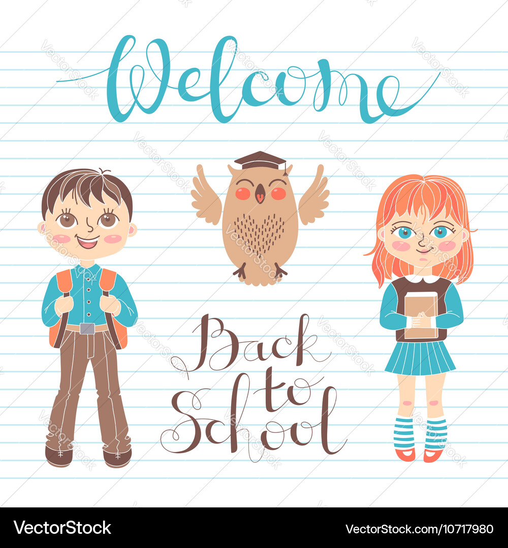 Set educational elements of design students girl Vector Image