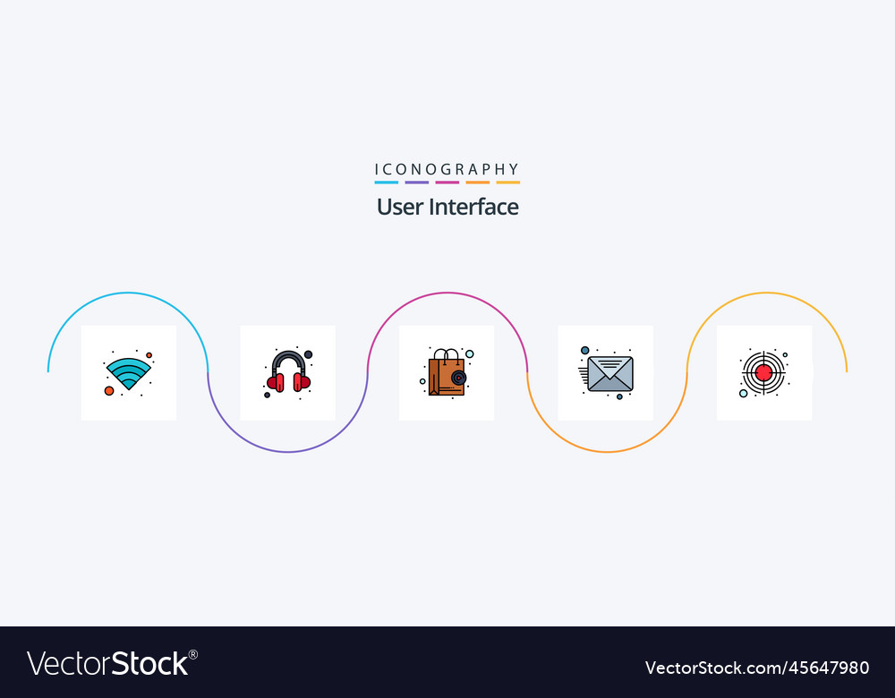 User interface line filled flat 5 icon pack Vector Image