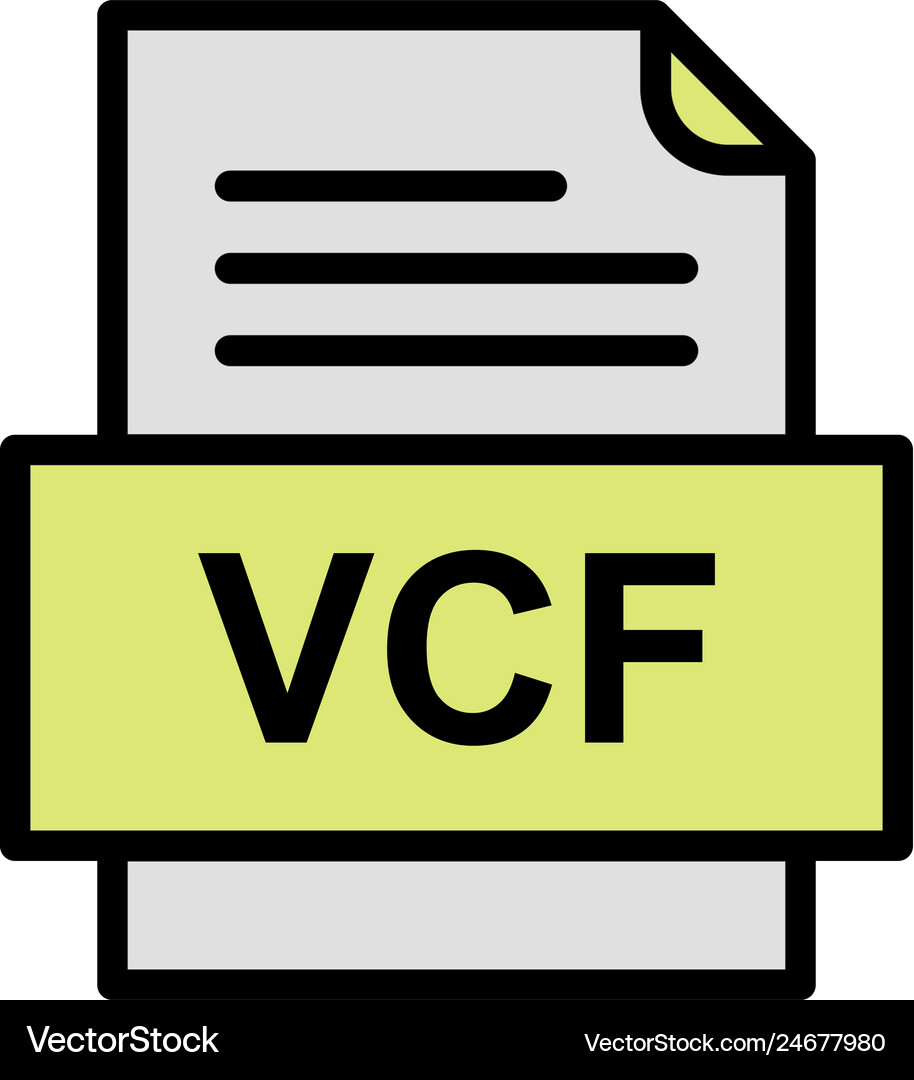 Vcf file document icon Royalty Free Vector Image