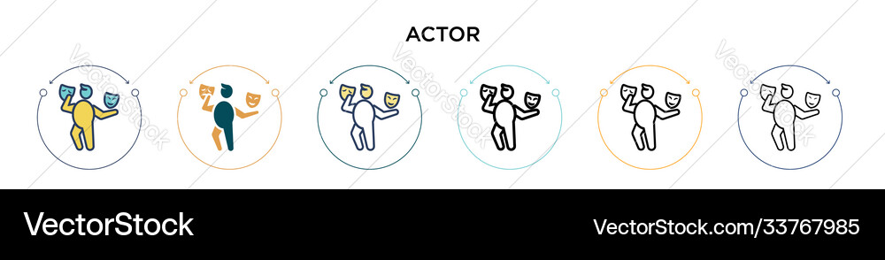 Actor icon in filled thin line outline and stroke Vector Image