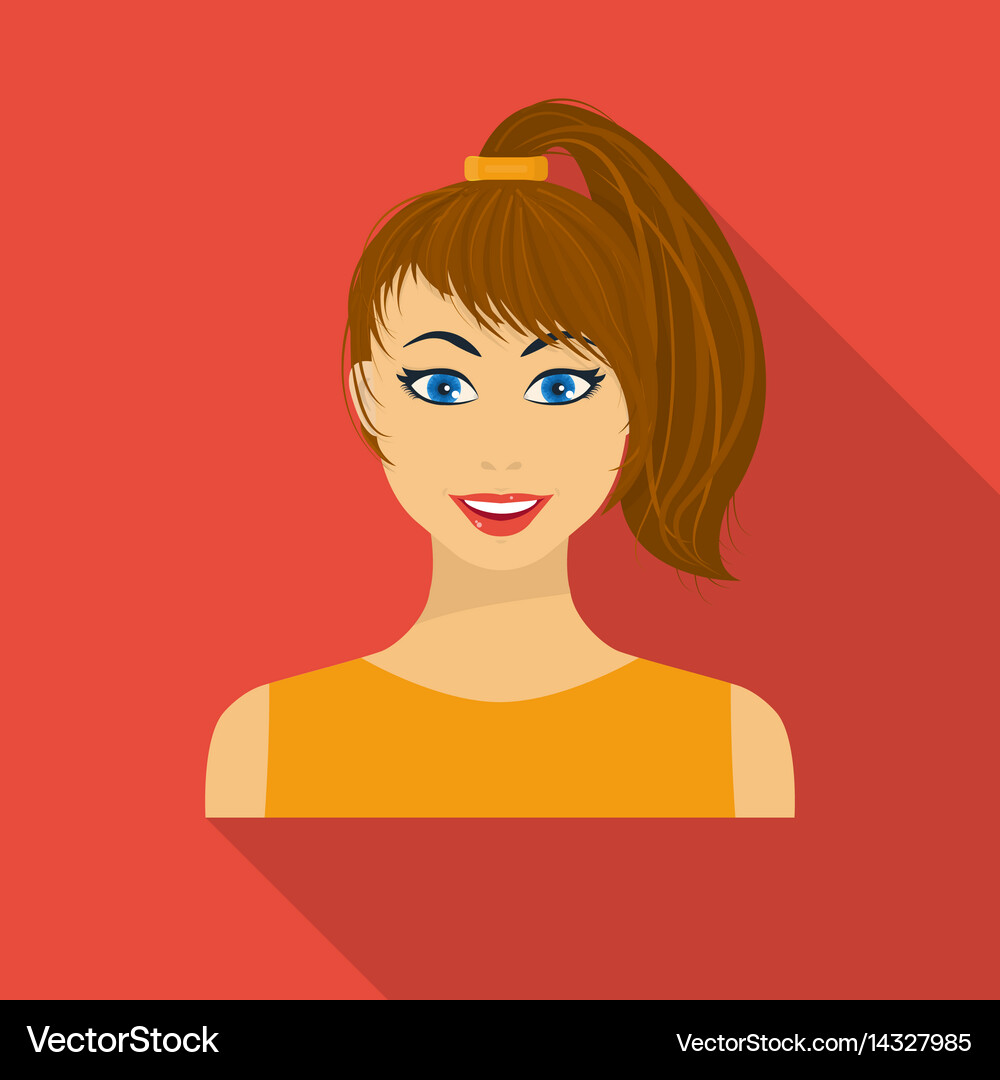 Brunette icon in flate style isolated on white Vector Image