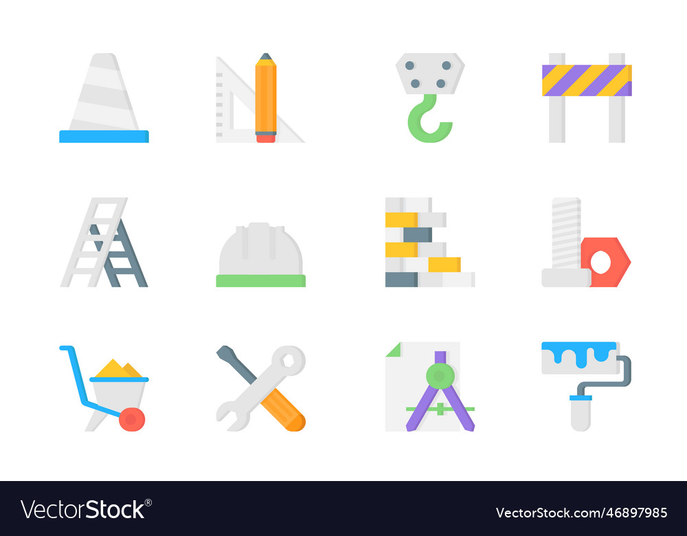 Construction 3d icons set elements Royalty Free Vector Image