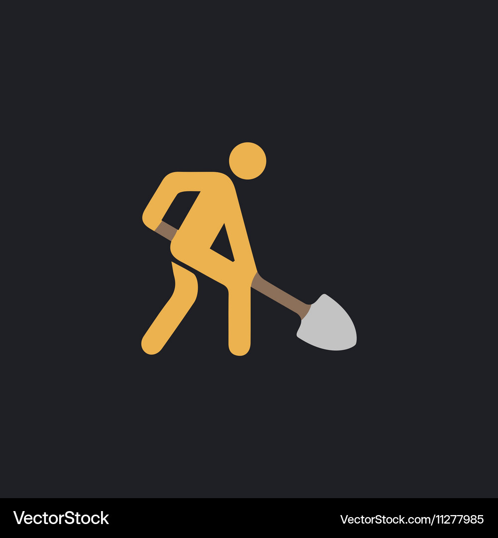 Digging man of animation throwing the ground ahead