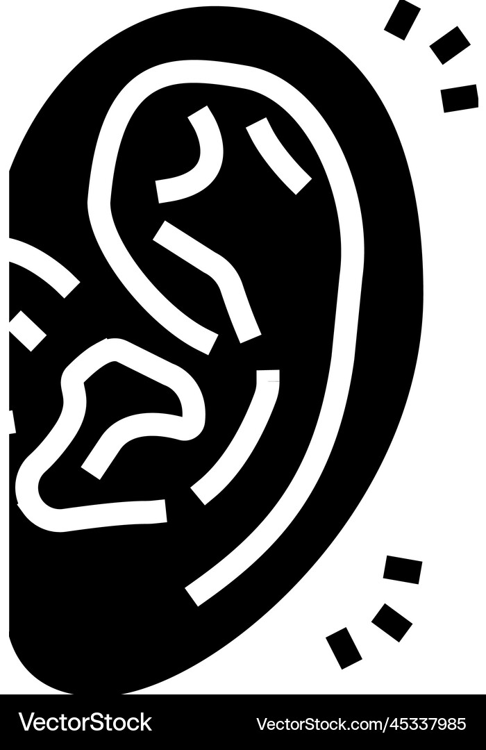 Ear pain body ache glyph icon Royalty Free Vector Image