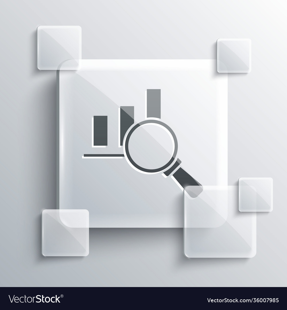 Grey magnifying glass and data analysis icon Vector Image