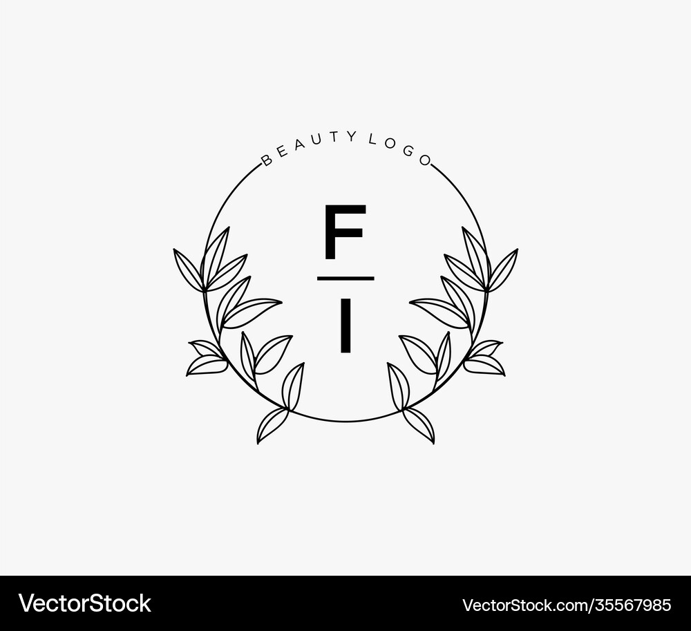 Initial fi letters beautiful floral feminine Vector Image
