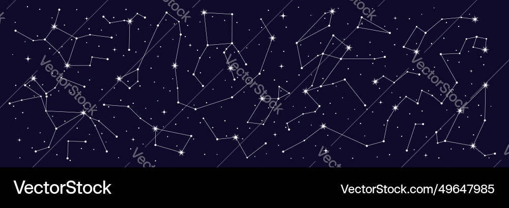 Mystic astrology star constellation night sky map Vector Image