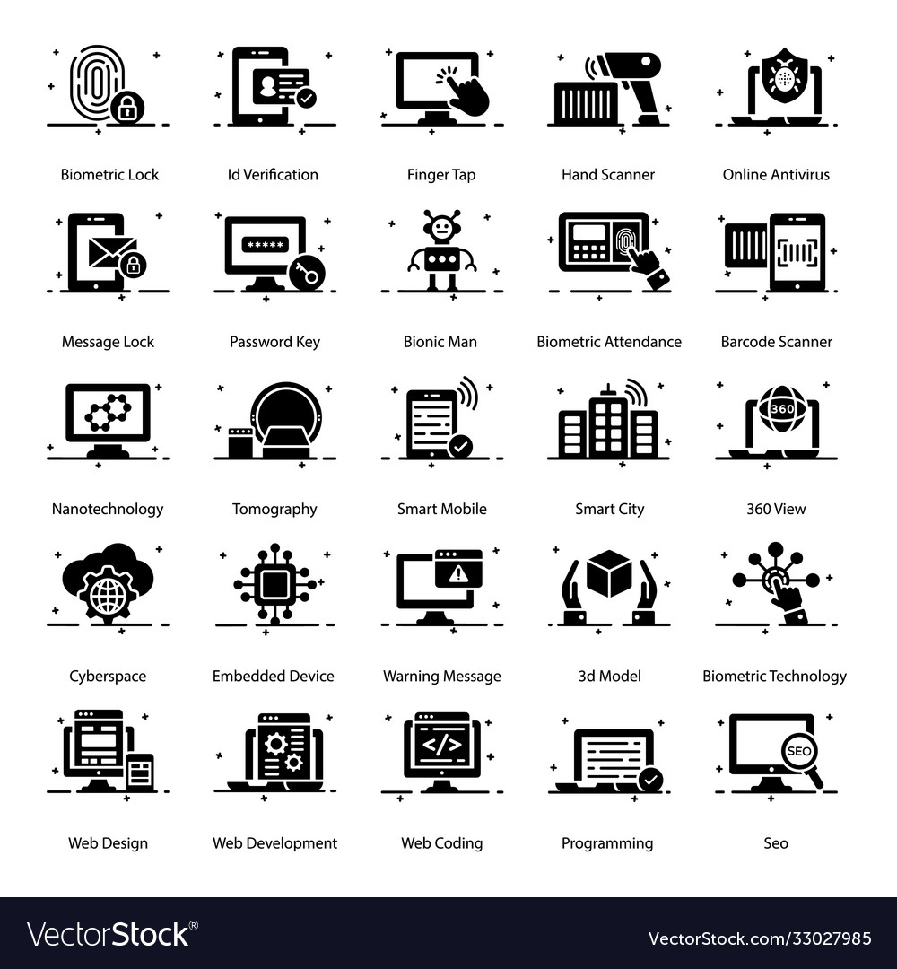 Pack trendy solid icons Royalty Free Vector Image