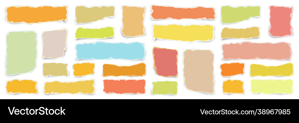 Ripped various colorful paper strips realistic Vector Image