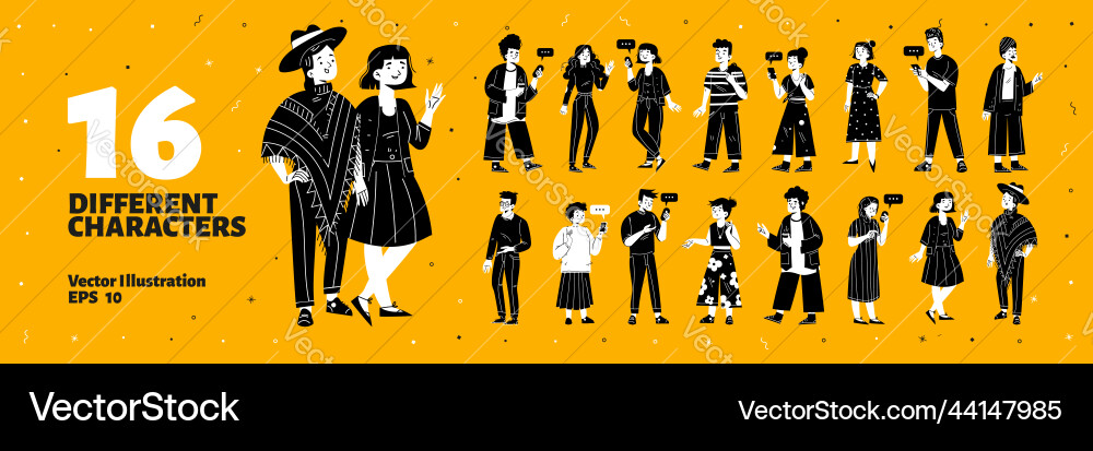 Set of different characters diverse modern people Vector Image