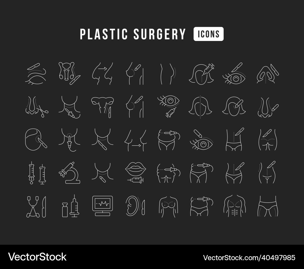 Set of linear icons plastic surgery Royalty Free Vector