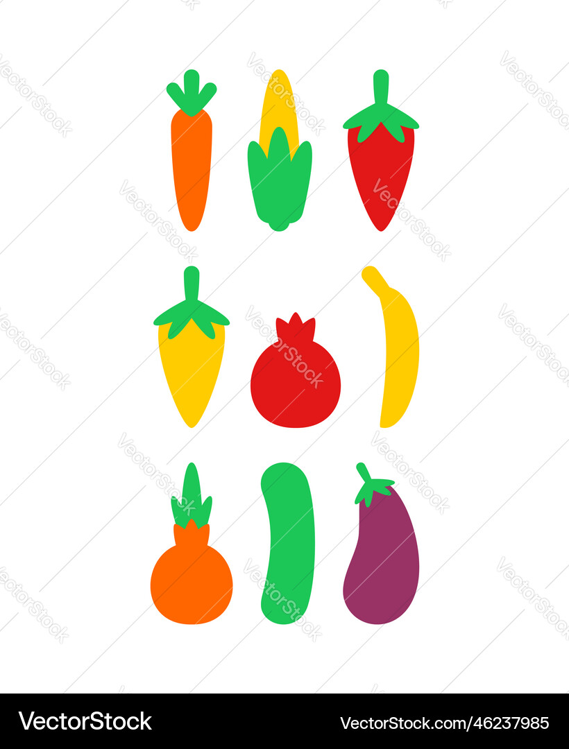 Vegetables set sign icon carrots and corn pepper Vector Image
