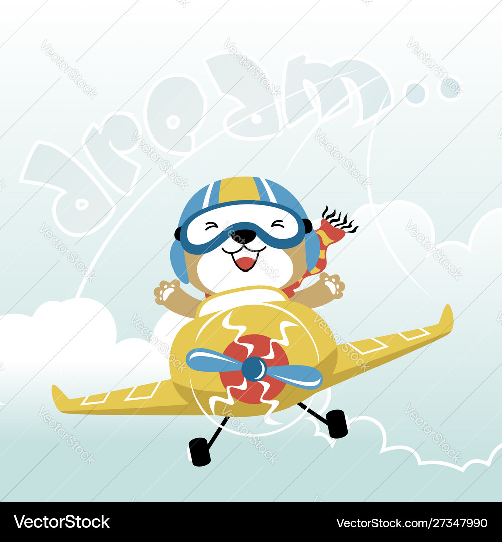 Air plane with happy pilot cartoon Royalty Free Vector Image