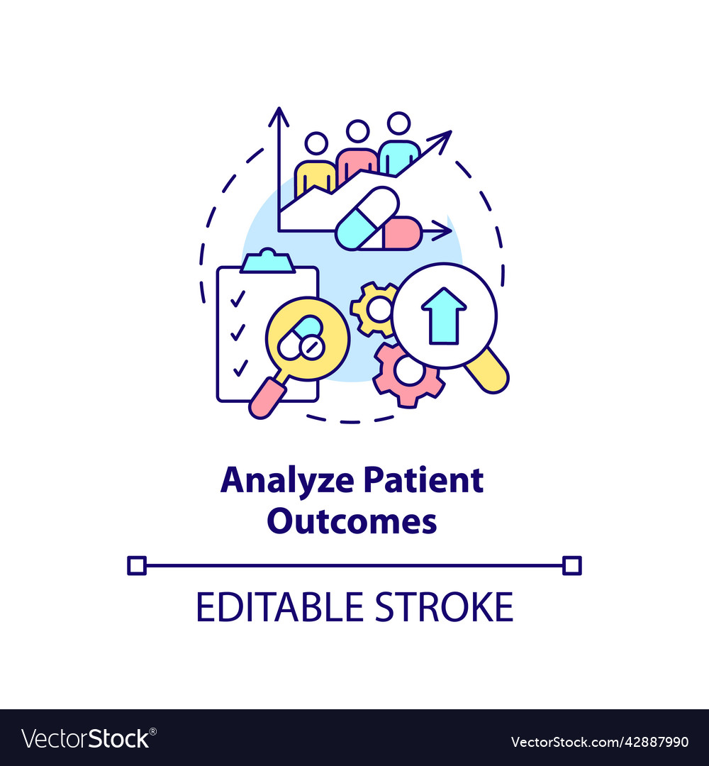 Analyze patient outcomes concept icon Royalty Free Vector