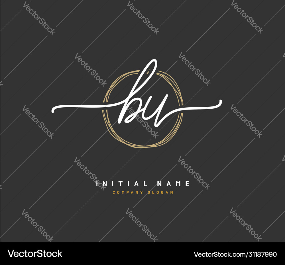 B u bu beauty initial logo handwriting logo Vector Image