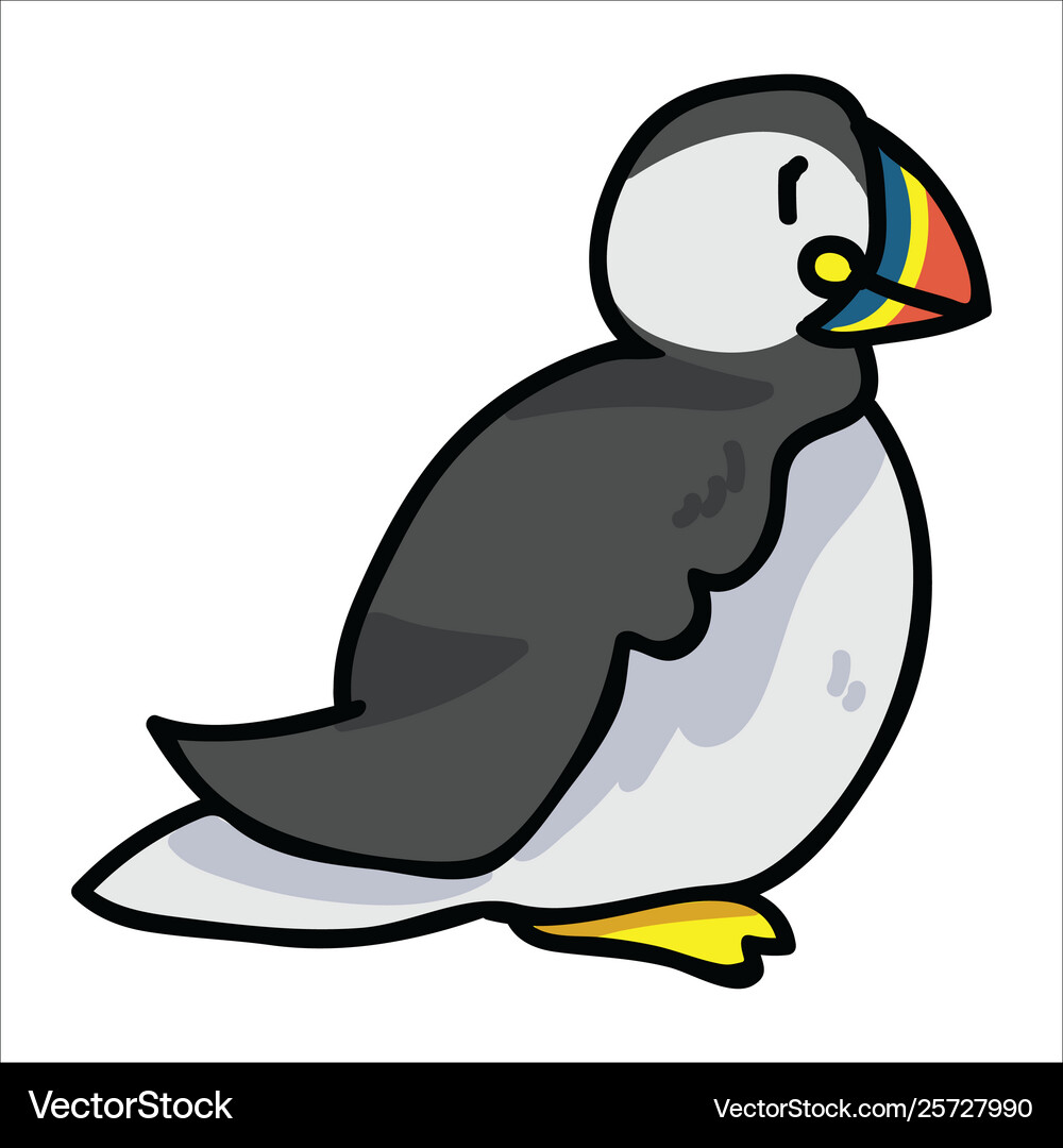 Cute puffin sitting cartoon Royalty Free Vector Image