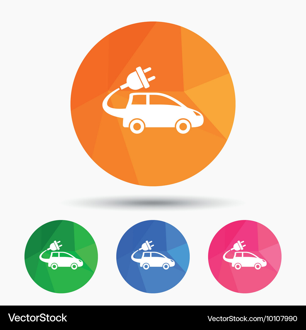 Electric car sign icon hatchback symbol Royalty Free Vector