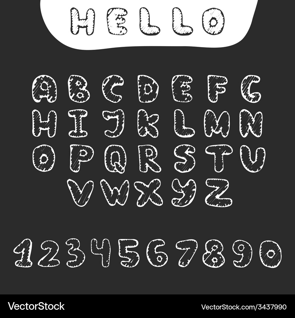 Hand drawn doodle font in sketch style Royalty Free Vector