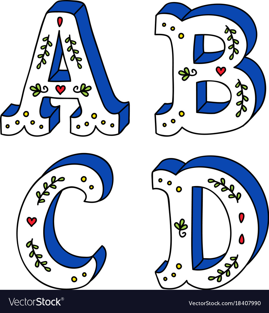 Hand Lettering Drawing Set Of Cute Letters With Vector Image