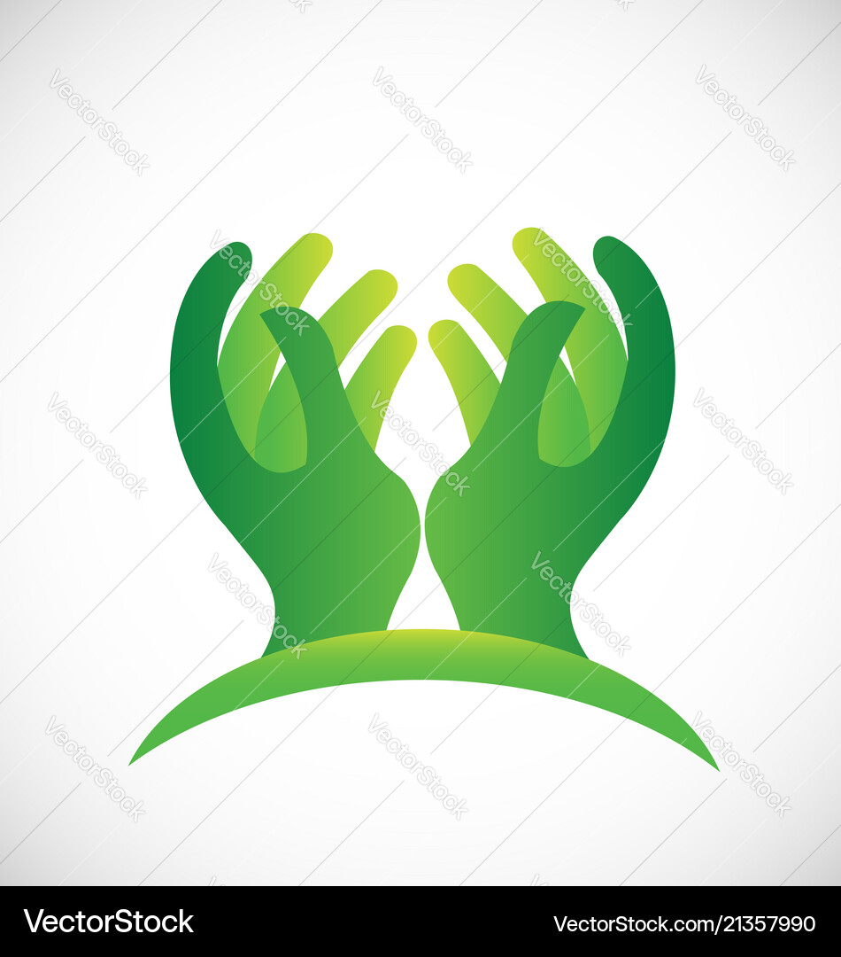 Hands hope icon green symbol Royalty Free Vector Image