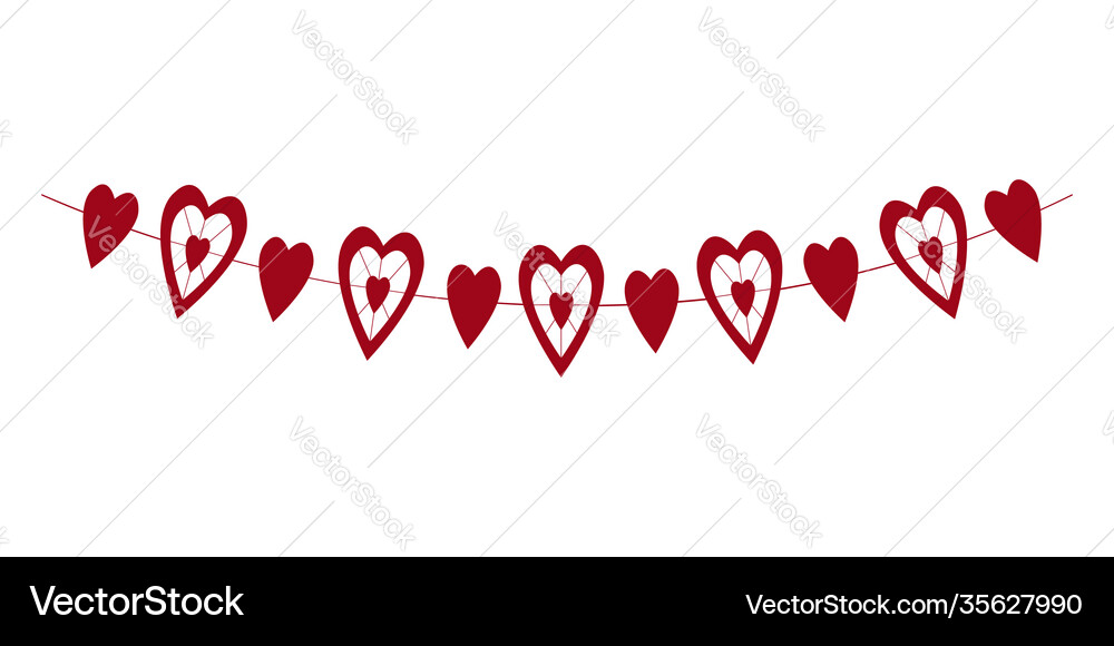 Heart bunting isolated on white background Vector Image