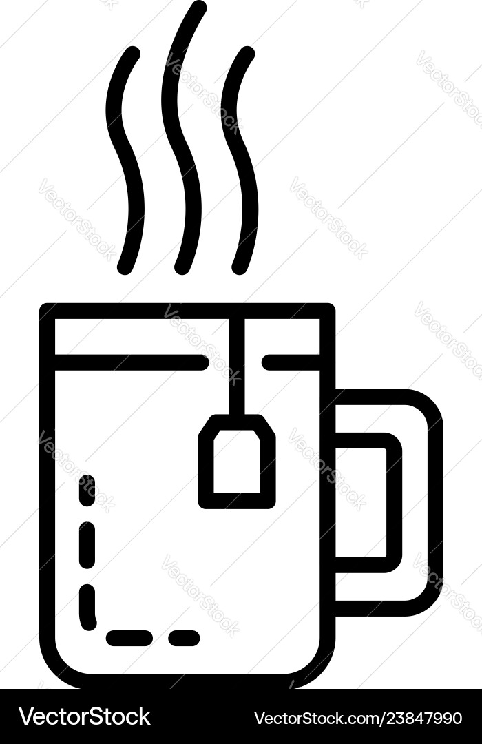 Hot tea mug icon outline style Royalty Free Vector Image