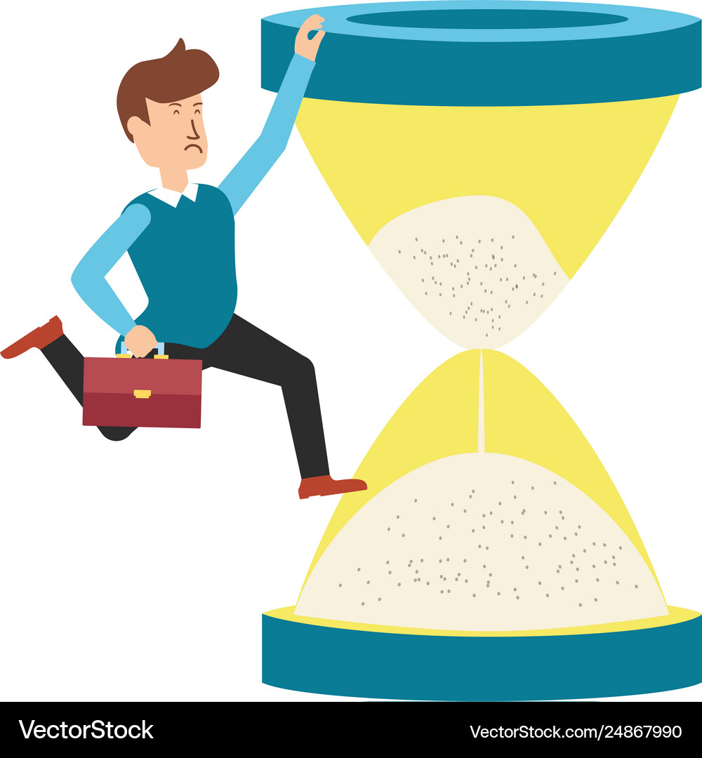Hourglass time with business man Royalty Free Vector Image