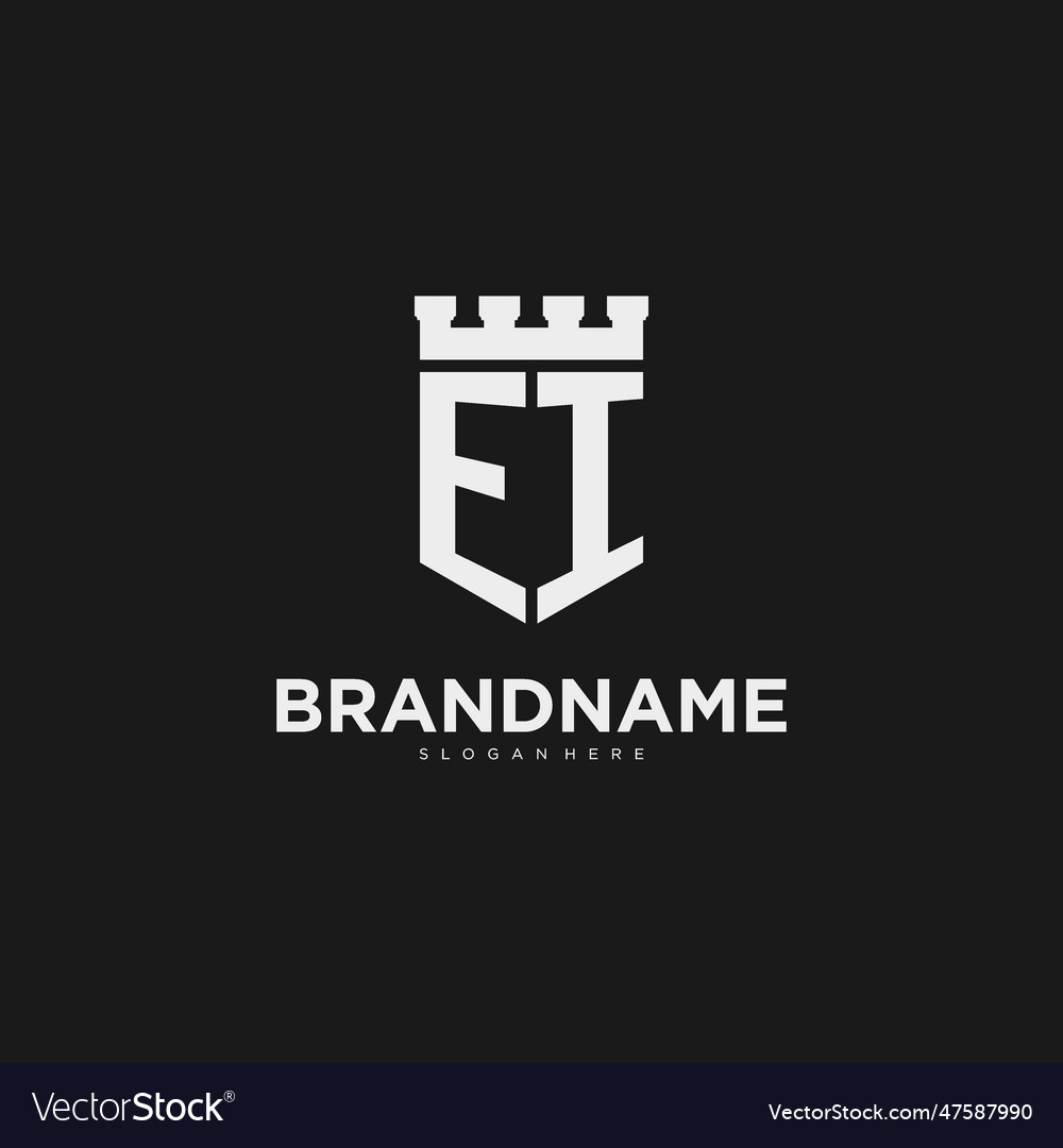 Initials ei logo monogram with shield Royalty Free Vector